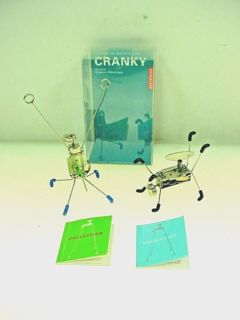 KIKKERLAND CRANKY COSMOJETZ Wind Up Mechanical Toy Robots Pair Look $29 ...