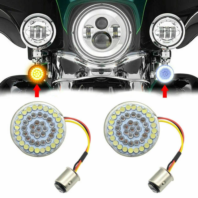 DUAL BULLET LED Turn Signal Lights 1157 Amber&White Insert Bulb Light ...