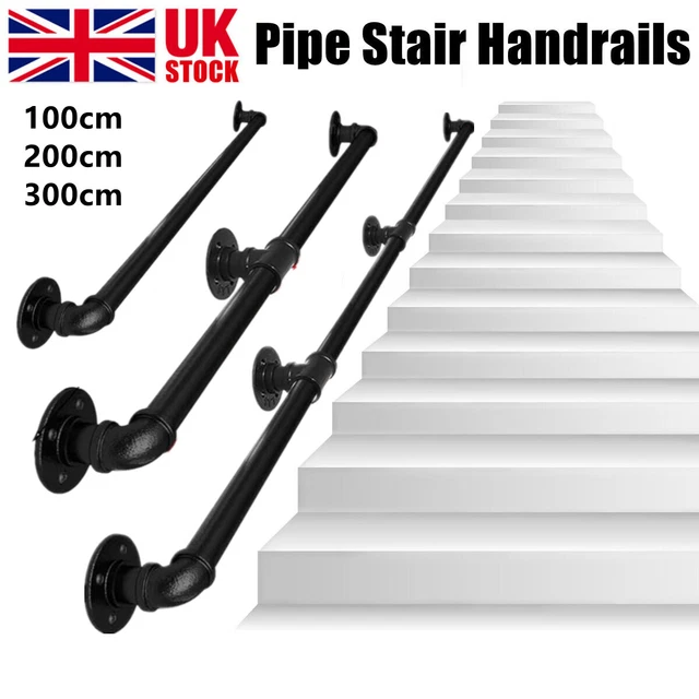 WALL MOUNTED HANDRAIL Stair Rail Grab Balustrade Metal Staircase Banister UK £17.46 - PicClick UK