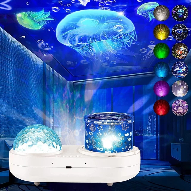 OCEAN PROJECTOR NIGHT Light 360°Rotating Kids Night Light with 7 Films ...