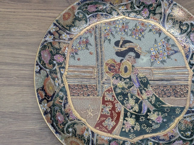 ANTIQUE CHINESE SATSUMA Ware Hand Painted Gold Gilt Earthenware Plate £ ...