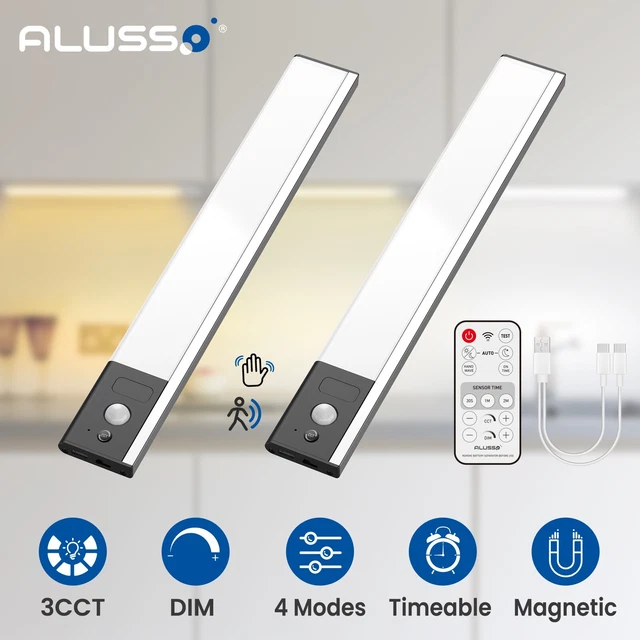 STRIP LIGHT LED PIR Motion Sensor USB Rechargeable Magnetic Cabinet ...
