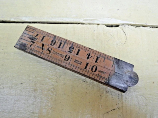 VINTAGE FOLDING WOODEN Carpenters 2 Foot Rule, Imperial - Rabone # 1 £9 ...