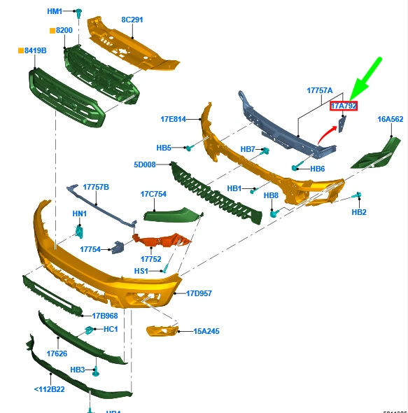 FORD RANGER T6 MK1 Front Bumper Left Bracket EB3B-17A870-CC 1935841 NEW ...