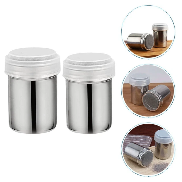 2 PCS LIDDED Cocoa Powder Shaker Coffee Chocolate Confectioners Sugar £ ...
