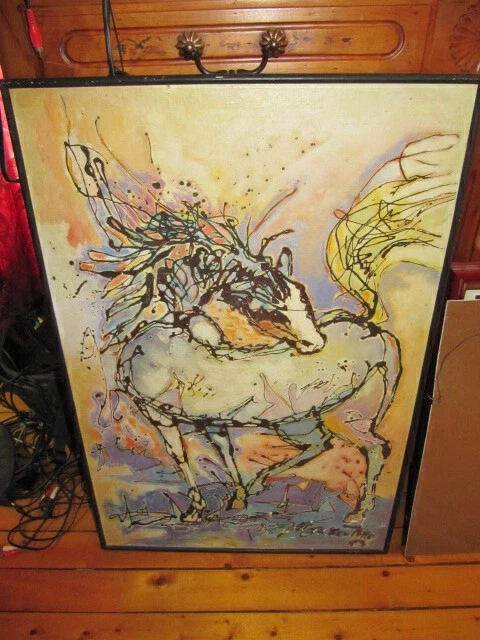 TABLEAU HUILE CHEVAL signature a voir haut 93 larg 62 cm EUR 150,00 - PicClick FR