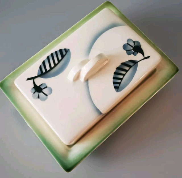 MAX ROESLER RODACH Dose Butterdose Art Deco Bauhaus Spritzdekor SELTENE ...