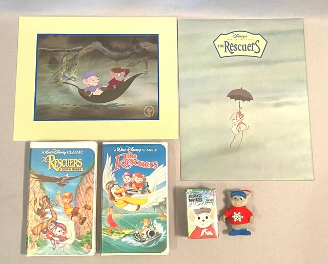 DISNEY STORE THE Rescuers Litografia & VHS + Rescuers giù sotto VHS ...