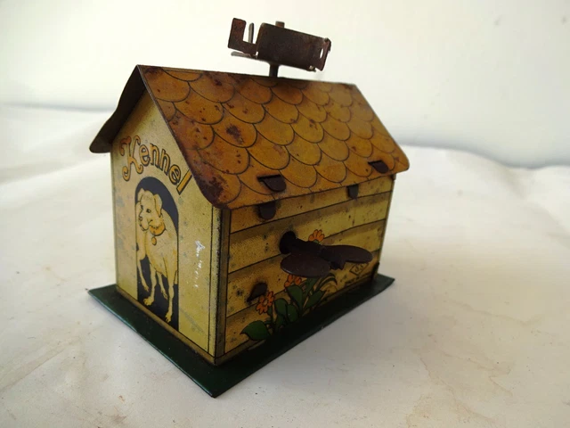 ANTIQUE TIN TOY Kennel Dog House Made In Japan Litho Wind Up ...