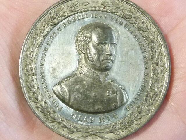 C1850 OLAF RYE First Schleswig War Danish General WM Medal 44mm RARE # ...