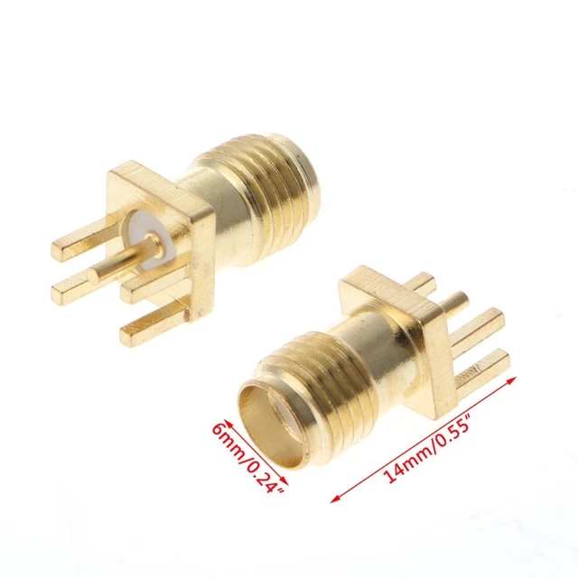 10 PCS SMA Female Jack Solder Edge 1.6mm Space PCB Mount Straight RF ...