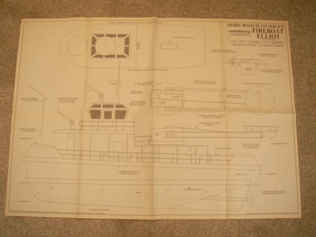 MODEL BOAT PLANS of the Fire Boat Elliot a semi scale harbour model 27 ...