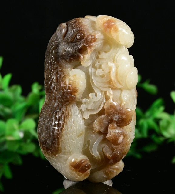 CHINE NATUREL ET Tian Yue sculpture dragon lion Lotus main pendentif ...