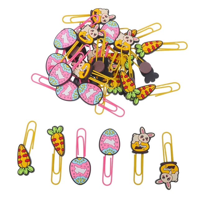 30 PCS CARTOON Rabbit Paperclip Carrot Shape Bookmark Easter Clips $25. ...