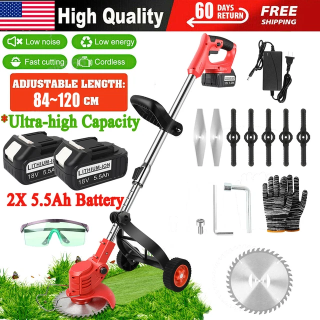 ELECTRIC CORDLESS GRASS String Trimmer Lawn Edger Weed Brush Head With ...