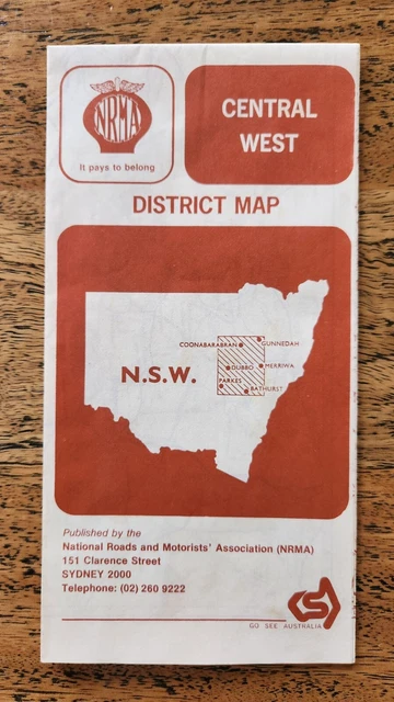 1985 NRMA CENTRAL West District Map, Vintage paper folded map, Good ...