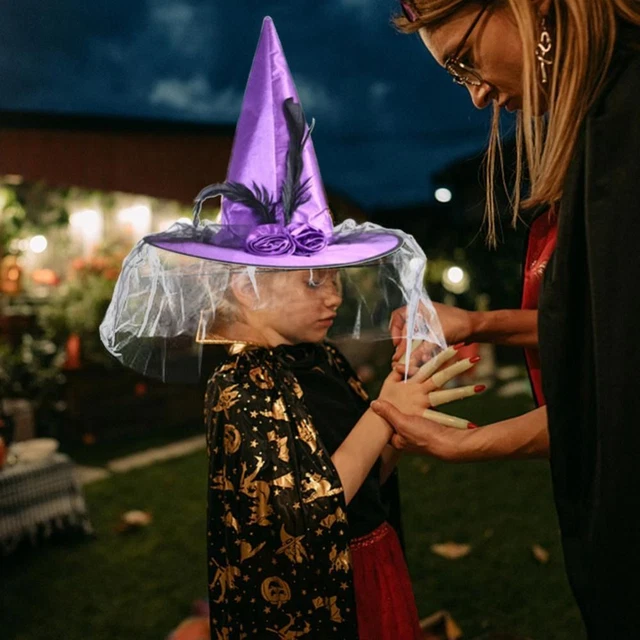 COSPLAY PROPS FEATHER Wizard hat Rose Top Pointed Cap Adult Kids £3.89 ...