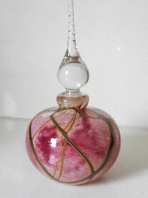 AUSTRALIAN GLASS PERFUME BOTTLE CHERRY BLOSSOMS - Signed Greg Royer $80 ...