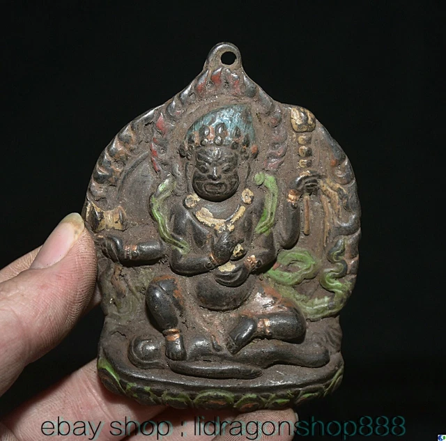 3,6& TIBÉTAIN PEINTURE 4 bras Mahakala divinité courroucée bouddha pendentif EUR 114,00 ...