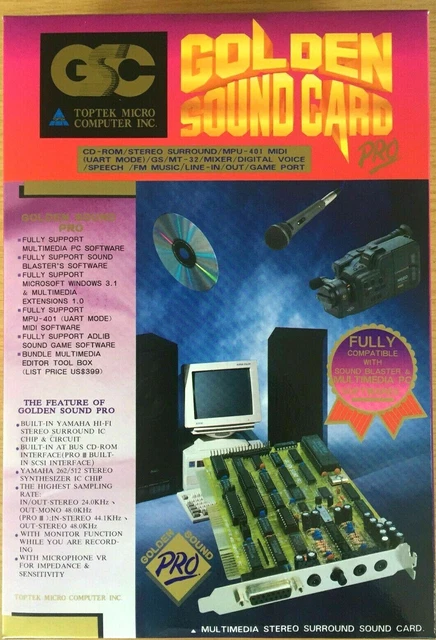 SOUNDKARTE TOPTEK GOLDEN Sound Card Pro ISA 16 Bit AT-BUS MIDI ...