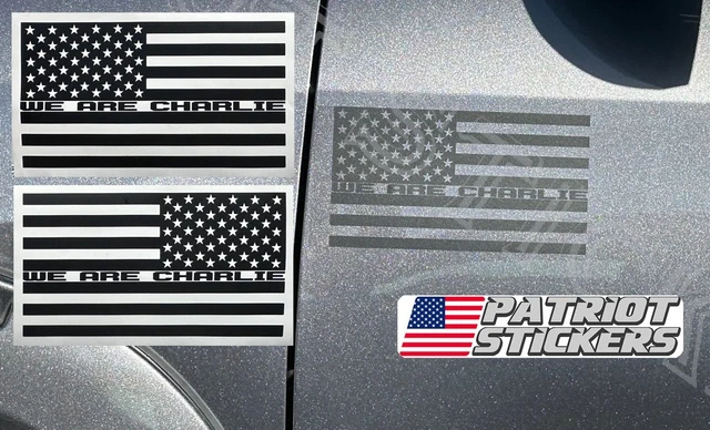 (2) &WE ARE Charlie Kirk" Matte Black American Flag Die Cut Vinyl Decal ...
