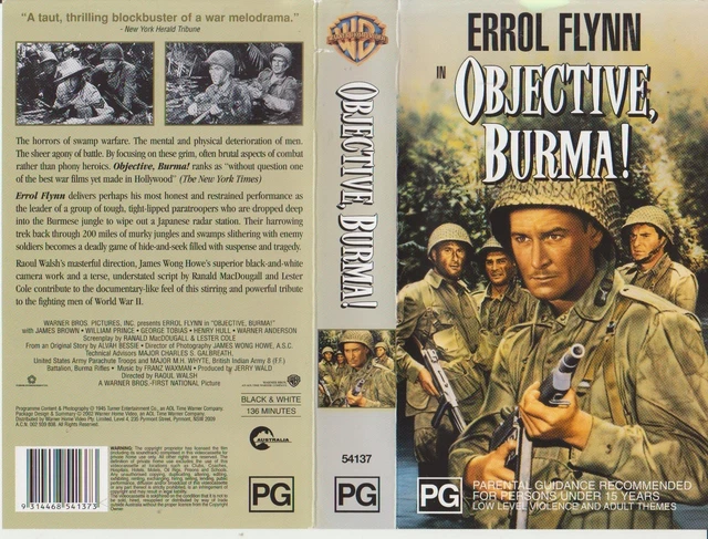 OBJECTIVE BURMA - 1945 Pre Cert Australian Warner Vhs Home Video ...