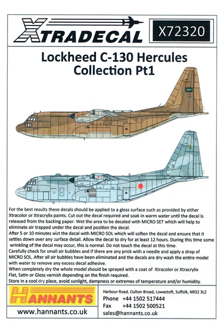 1/72 XTRADECAL (X72320) Lockheed C-130 Hercules Collection Pt 1 $9.99 ...
