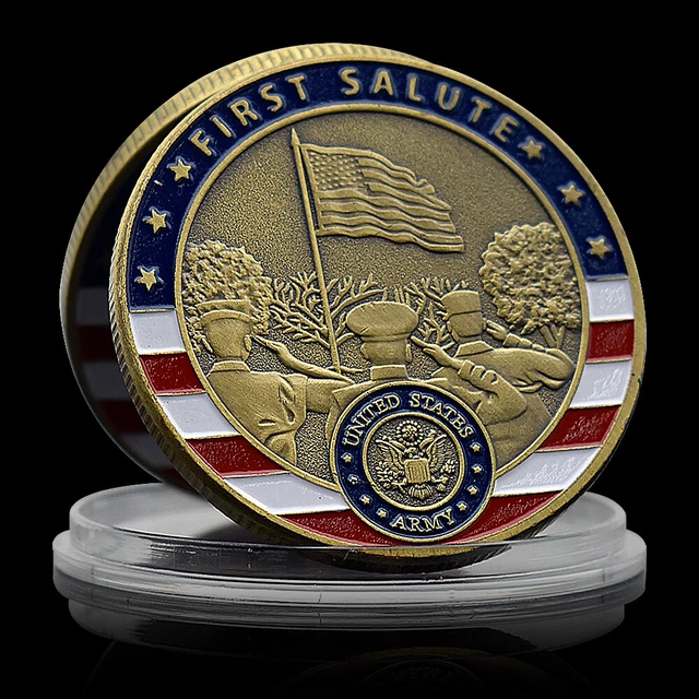 US ARMY FIRST Salute Challenge Coin OATH of Office Bronze Medal Badge ...