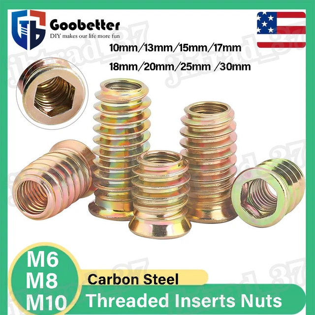 M6 M8 M10 Furniture Nut Hex Flat Head Screw Threaded Insert Nuts For ...