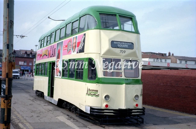 BLACKPOOL TRANSPORT 709 BALLOON TRAM DEPOT 1990 35mm NEGATIVE+COPYRIGHT ...