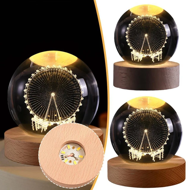 MOON CRYSTALL BALL Lamp Night Ferris Wheel Lamp with Stand Gift for ...