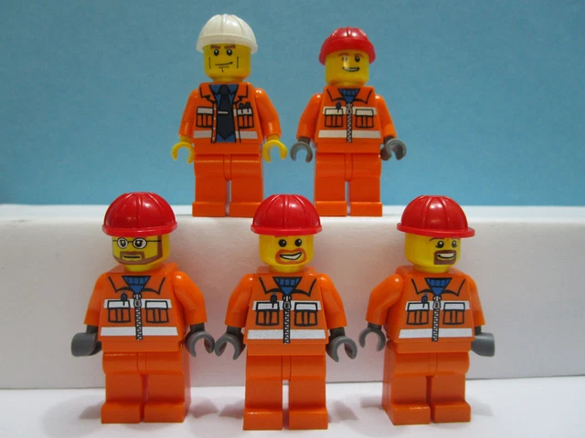 LEGO® MINIFIGURE CONSTRUCTION Worker Construction Worker Team 5 Figures ...
