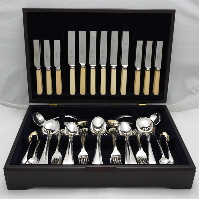 OLD ENGLISH DESIGN Unity Sheffield Silver Service 104 Piece Canteen of ...