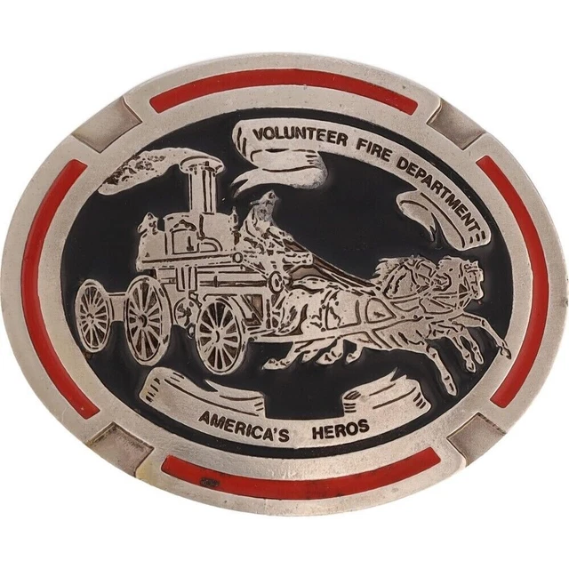 FEU FIGHTER POMPIER Fireman Dept Bénévoles Logo NOS Vintage Boucle de ...
