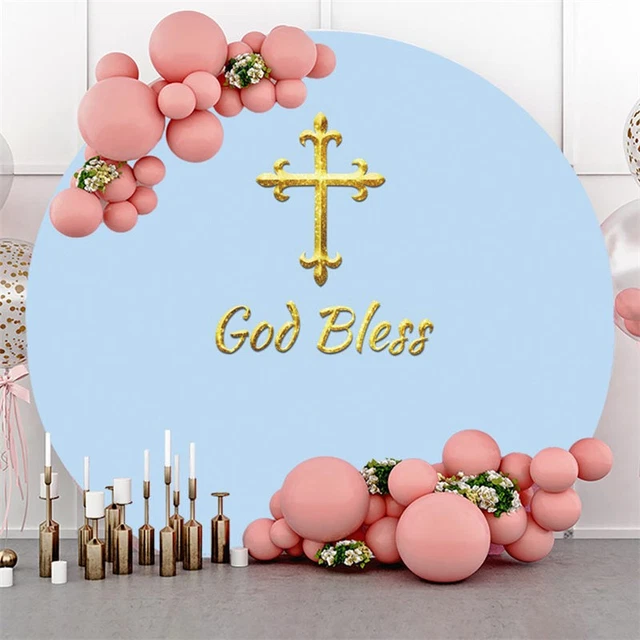 GOD BLESS BLUE Theme Happy Birthday Circle Backdrop $36.01 - PicClick AU