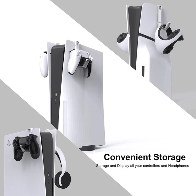 FOR PS5 CONTROLLER Headset Hanger Mount Side Storage Rack 2 Pack Holder ...