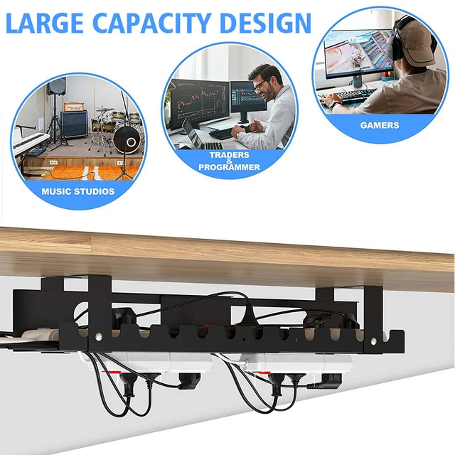 UNDER DESK CABLE Management Tray Home Cord Wire Organizer Raceway Keep ...