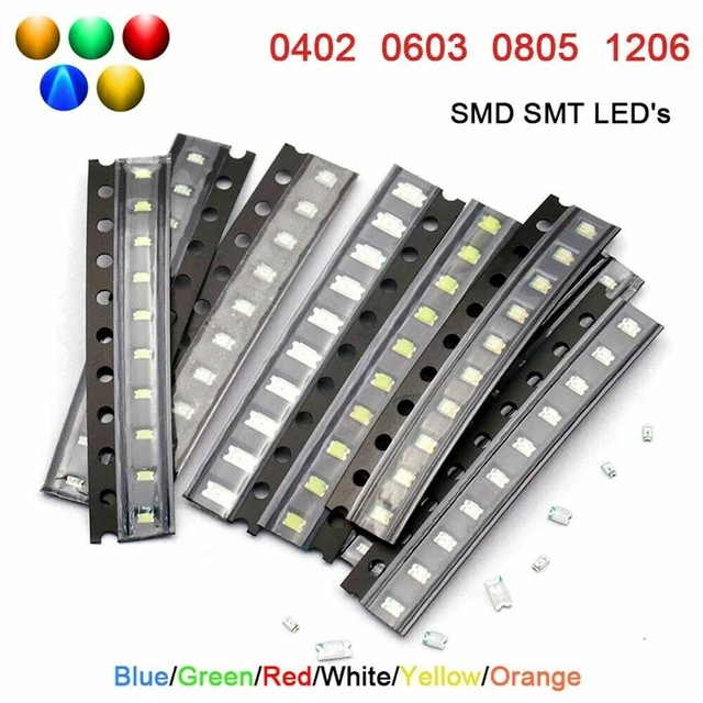 SMD SMT LED'S Type 0402 0603 0805 1206 Colors Blue Green Red White ...
