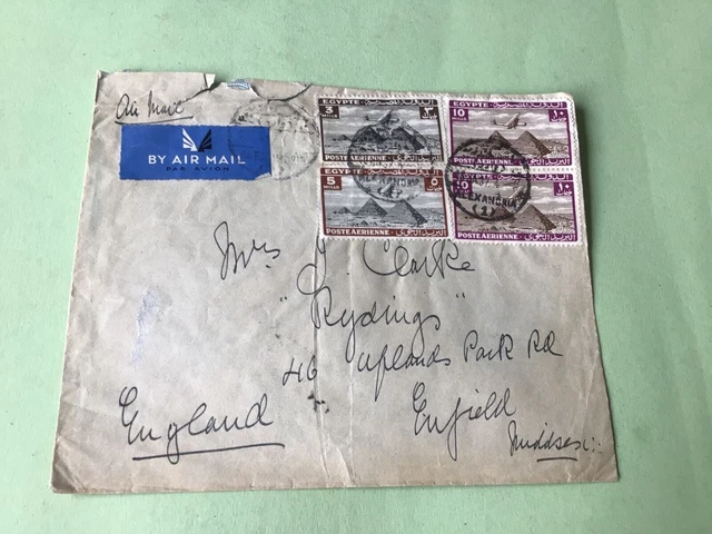 EGYPT AIR MAIL Pyramids Stamps Cover Alexandria 1937 Ref 53382 £8.32 ...