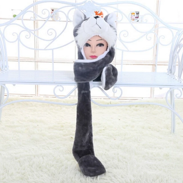 PLUSH HAT NOVELTY Cap Animal costume Beanie With Long Paws-Wolf £10.02 ...