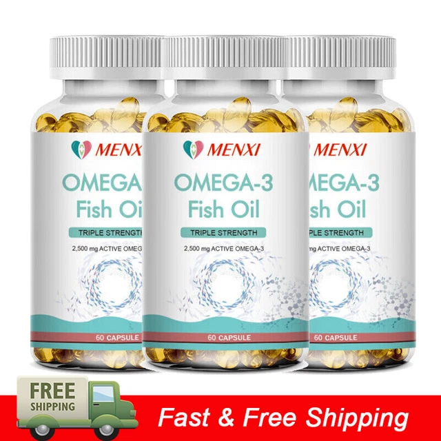 3X STRENGTH 2500MG EPA & DHA Omega 3 Fish Oil Highest Potency 3 x 60 ...