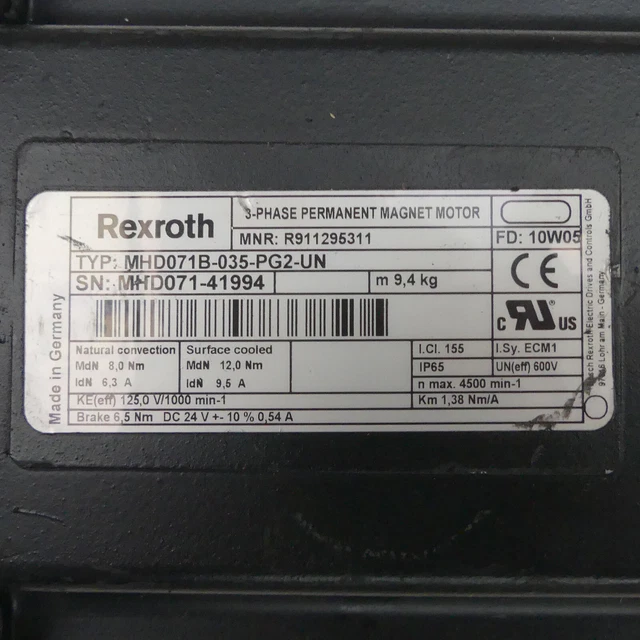 REXROTH MHD071B-035-PG2-UN PERMANENT Magnetic Motor 4500r/min -unused ...