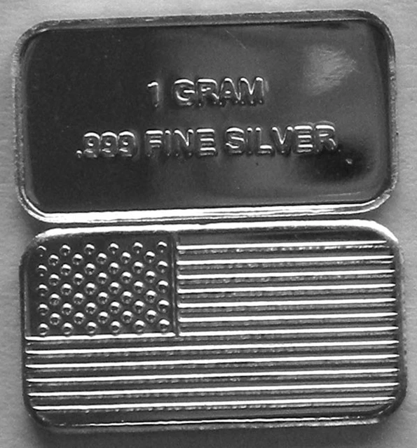 (25) 1 GRAM 0.999+ PURE SILVER AMERICAN FLAG BARS b2 £52.72 - PicClick UK