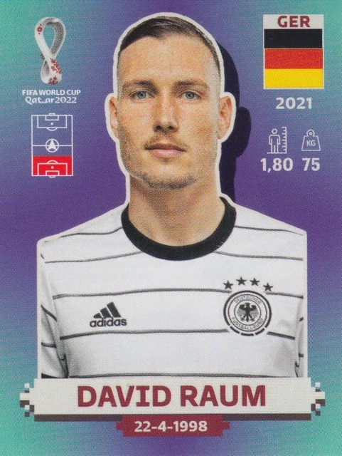 PANINI STICKER FUSSBALL WM 2022 Nr. GER 8: David Raum Germany Bild ...