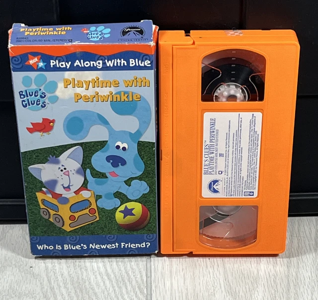 BLUE'S CLUES PLAYTIME with Periwinkle VHS 2001 Orange Tape Cut Box from ...