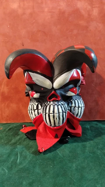 JESTER CLOWN CANE Staff Scepter Skull Evil Psycho Scary Halloween ...