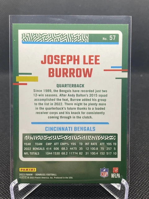 2023 PANINI DONRUSS Joe Joseph Lee Burrow Full Name Variation #57 SP ...