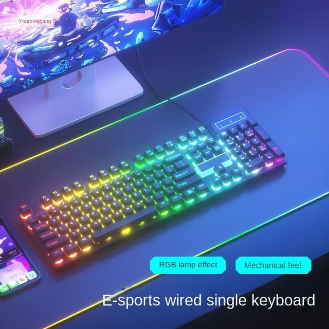 WHITE WIRED 61-key Compact Mechanical Keyboard RGB Backlit Keyboard $21 ...