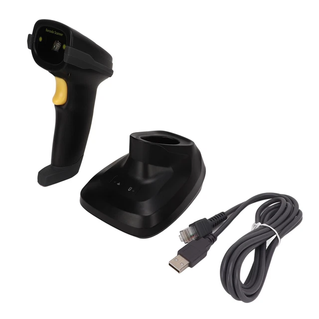 BARCODE SCANNER 2.4G Wireless 1D Bar Code Reader with Charging Base for ...