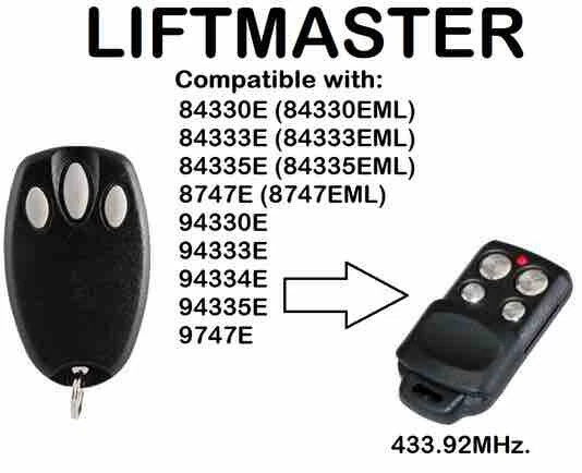 CHAMBERLAIN LIFTMASTER REMOTE Control Key Fob Transmitter Zappe 94335E ...